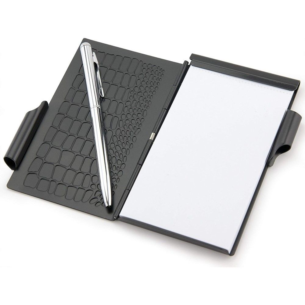 TROIKA Metal Case Holder for Cards & Cash with Notepad & Pen: Black ...