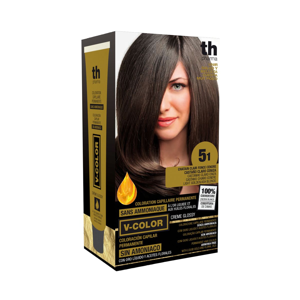V-Color Permanent Hair Dye – Ammonia Free. Light Golden Ash Brown - 5.1 ...