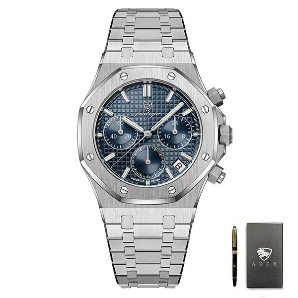 Military Grade Luxury Chronograph Watch for Men ( Silver & Blue ...