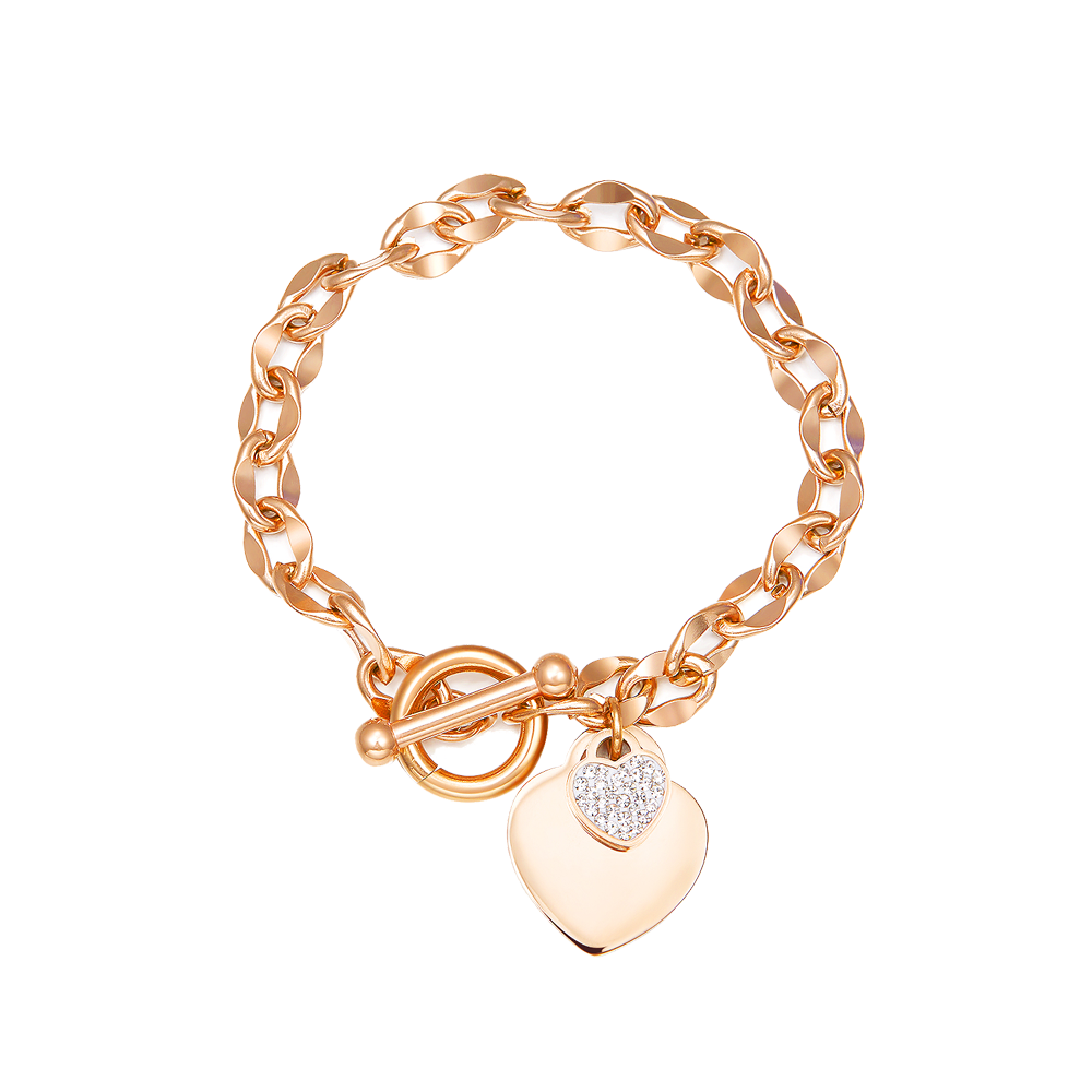 Rose Gold Ladies Love Heart Charm Bracelet | Shop Today. Get it ...