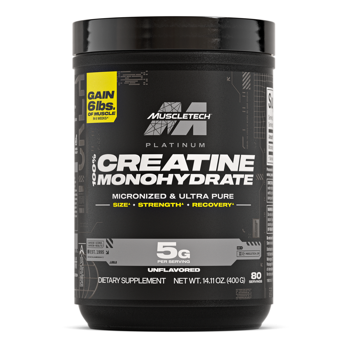 MuscleTech Platinum 100 Creatine Monohydrate Powder Unflavoured 400g