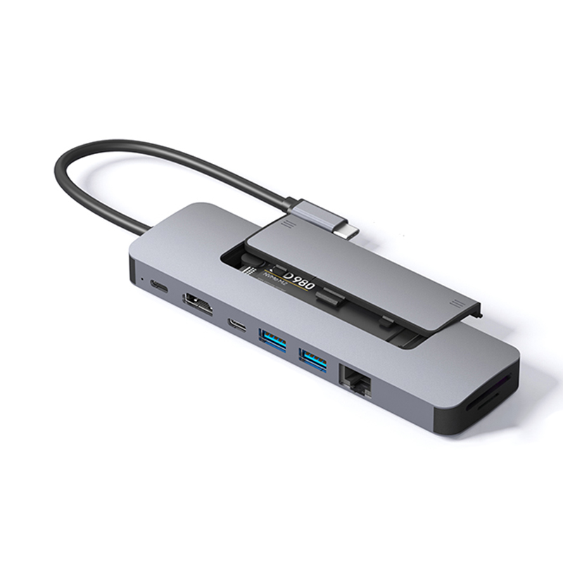 8-in-1 M.2 SSD Enclosure & Docking Station with 4K HDMI and 100W PD ...