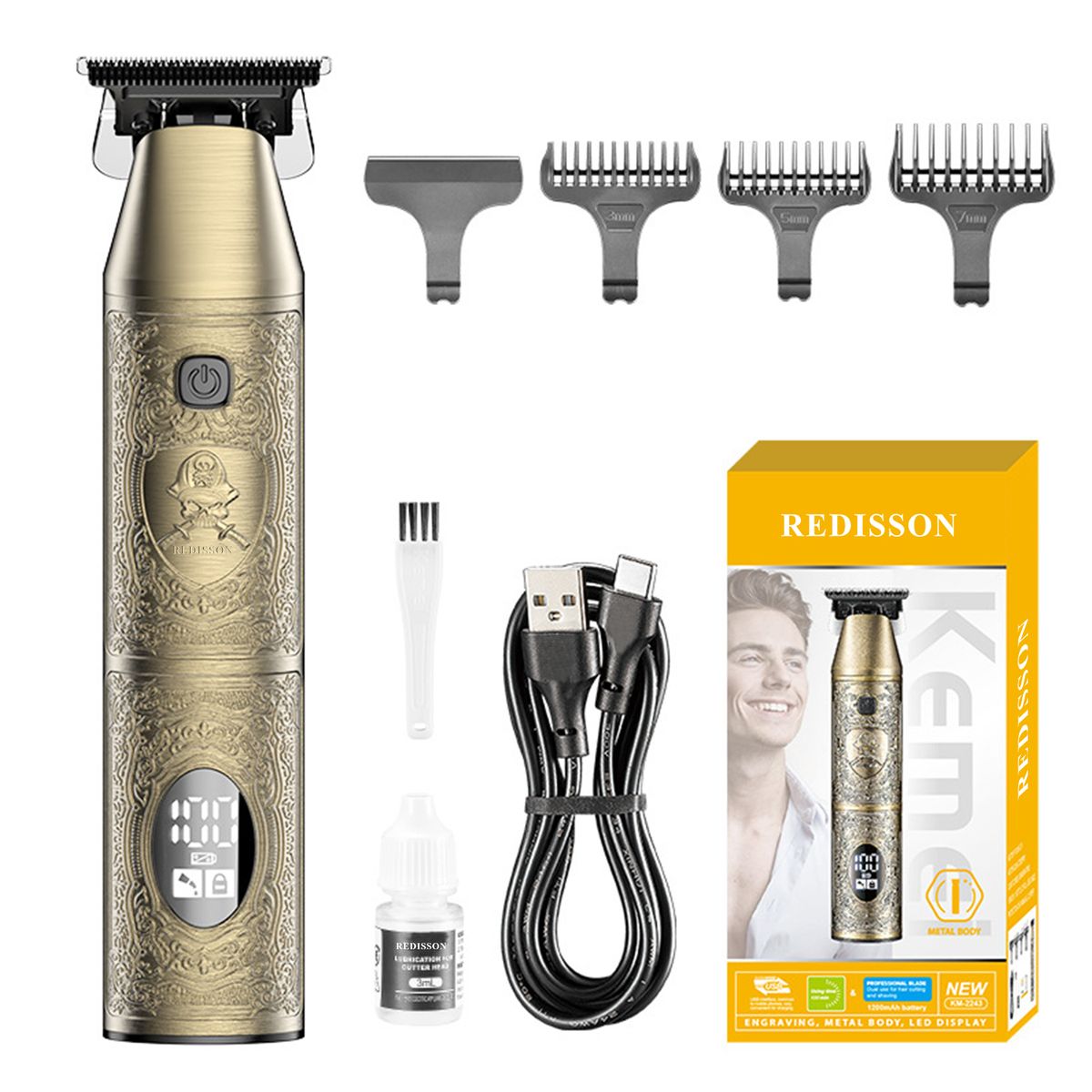 Professional Hair Clipper USB Charger Electric Hair Trimmer Men Razor ...