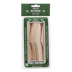 Bio Enviro Wooden Knives -100% Biodegradable - 20 Pack | Shop Today ...