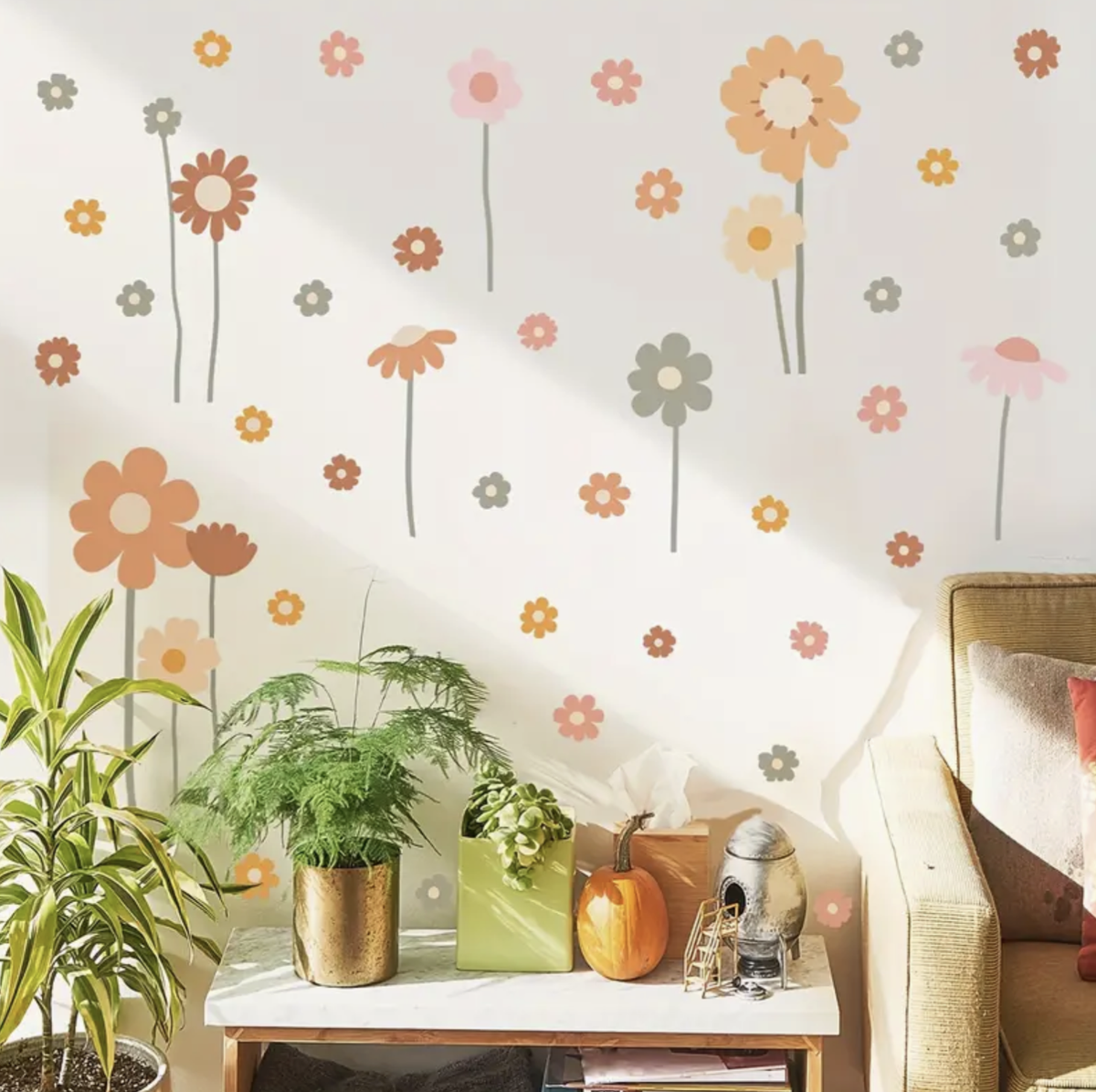 Contemporay Floral / Flower Wall sticker - Art - Wallpaper - Self ...