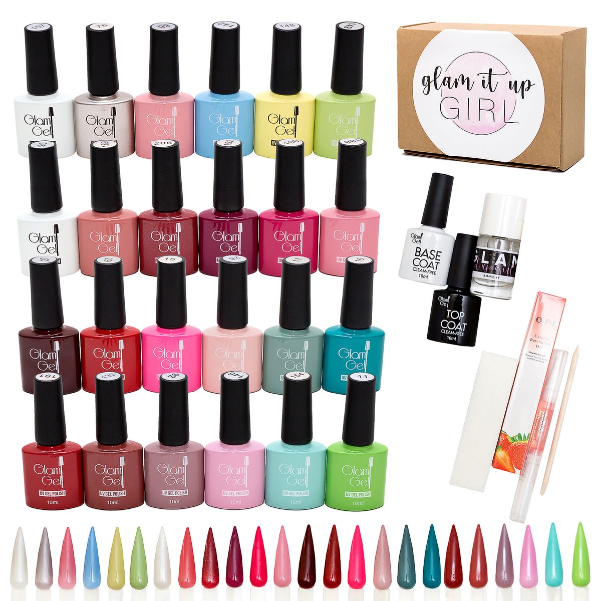 High-Quality UV/LED Glam Gel Nail Polish Salon Starter Kit - 30 Pieces ...