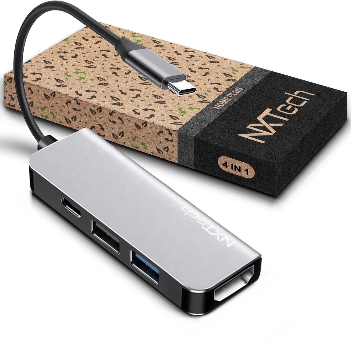 NXTech Home Plus 4-in-1 Type C Hub Multi-Function Adapter HDMI, USB 3.1 ...