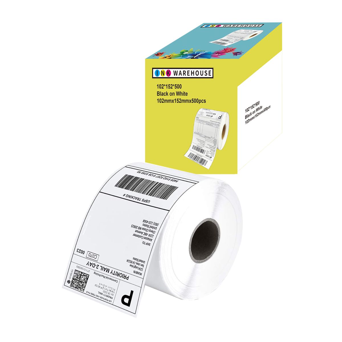 INKWAREHOUSE Thermal Shipping Labels 102 mm x 152 mm x 500pcs/Roll ...