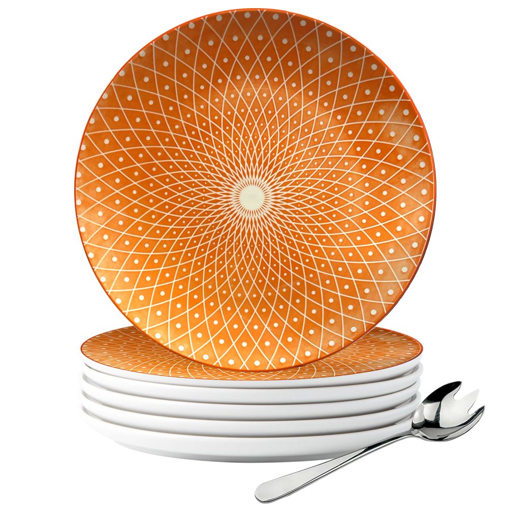 10.5 inch Large Round Modern Porcelain Plates Set - 7-Piece | Shop ...