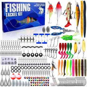 332 Piece Pro Fishing Tackle Kit Lures Baits Hooks Weights Trout Bass ...