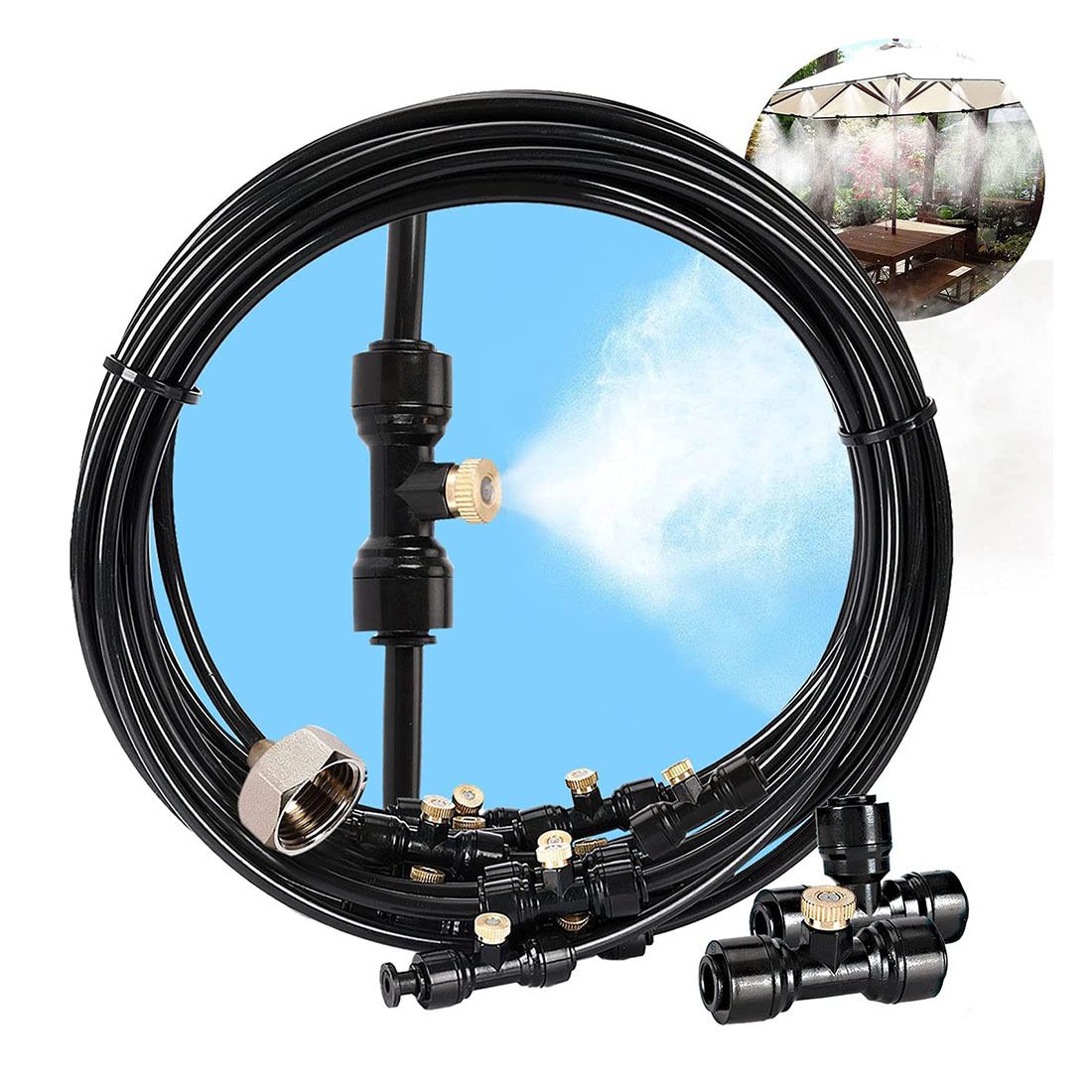 Garden DIY Automatic Drip Irrigation Water Cooling Spray System Kit-12M ...
