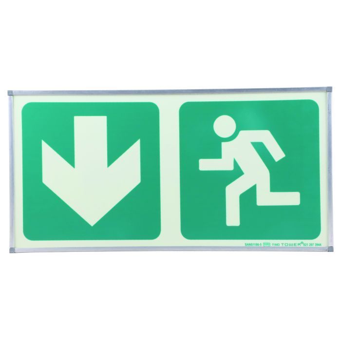 Tower Photoluminescent Arrow Down & Running Man Sign 190 x 380mm | Shop ...
