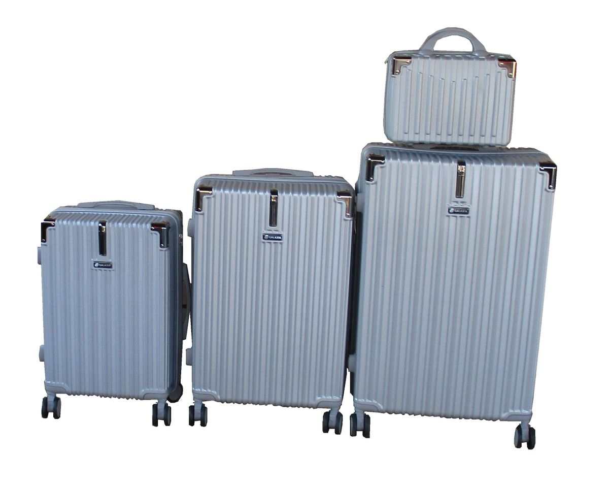 Galaxia 4-Piece ABS Luggage Set - Lightweight Silver Hard-Shell ...