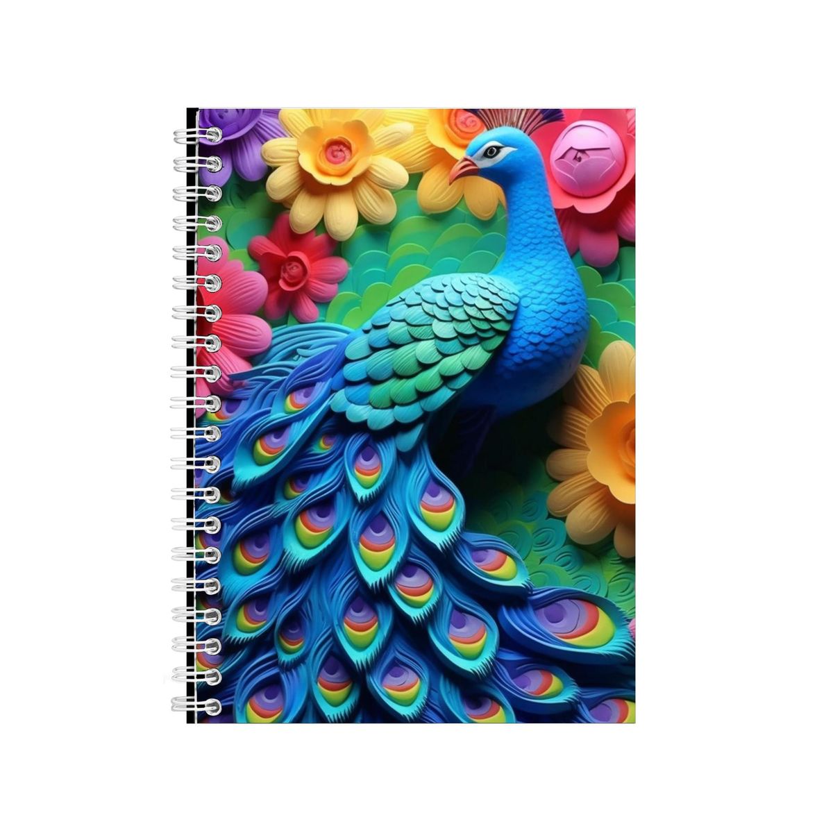 3D Rainbow Peacock Colorful Flowers Notebook Gift Idea Notepad Pad 105 ...