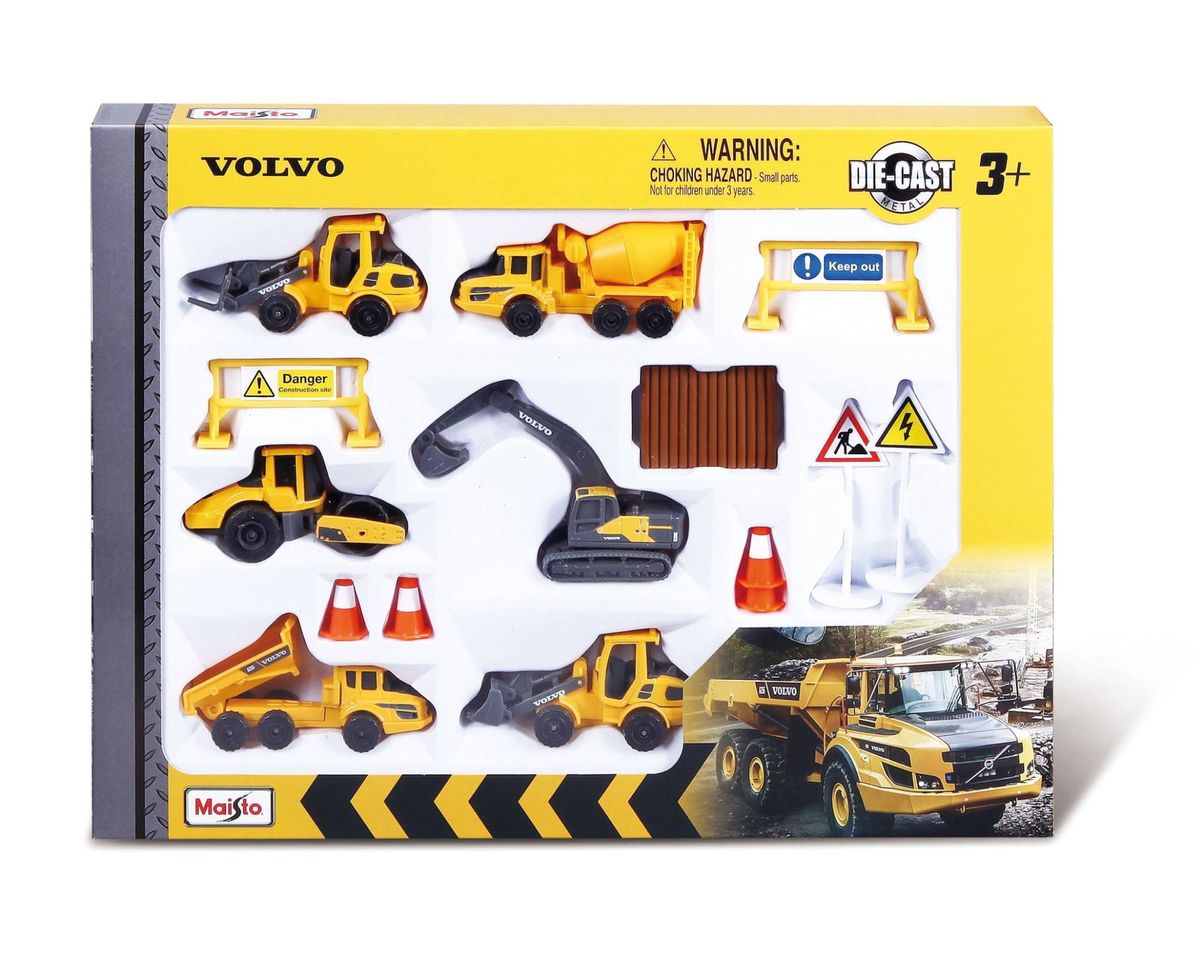 Maisto 3 Inch Mini Work Machines - Volvo - 6 Pack with Accessories ...