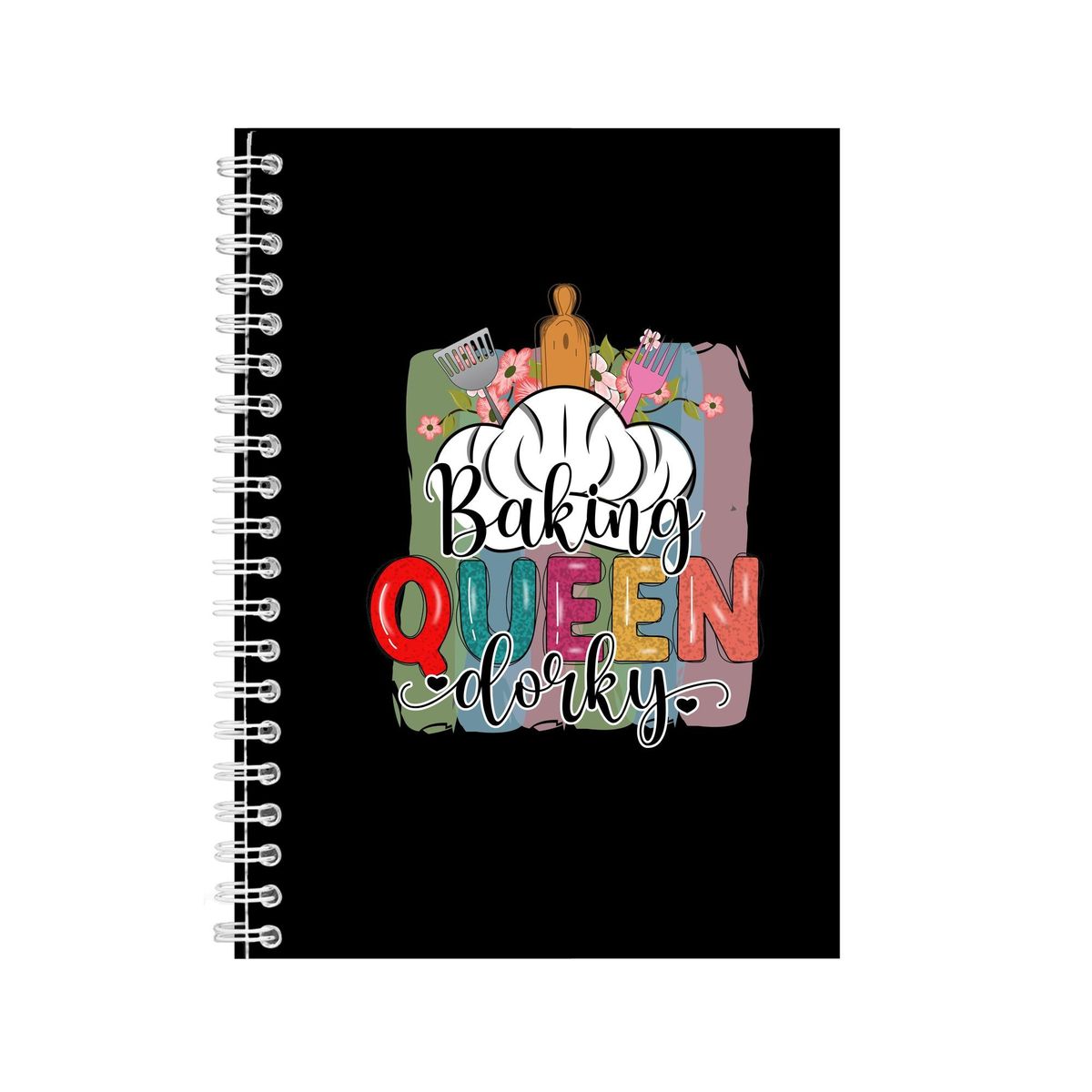 Baking Queen A5 Notebook Spiral and Lined Kitchen Baking Graphic ...