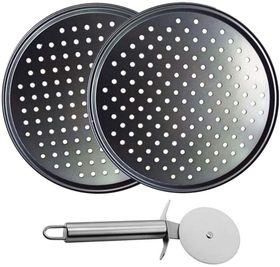 2 Pieces Nonstick Pizza Pan Tray & Cutter Set | Shop Today. Get it ...