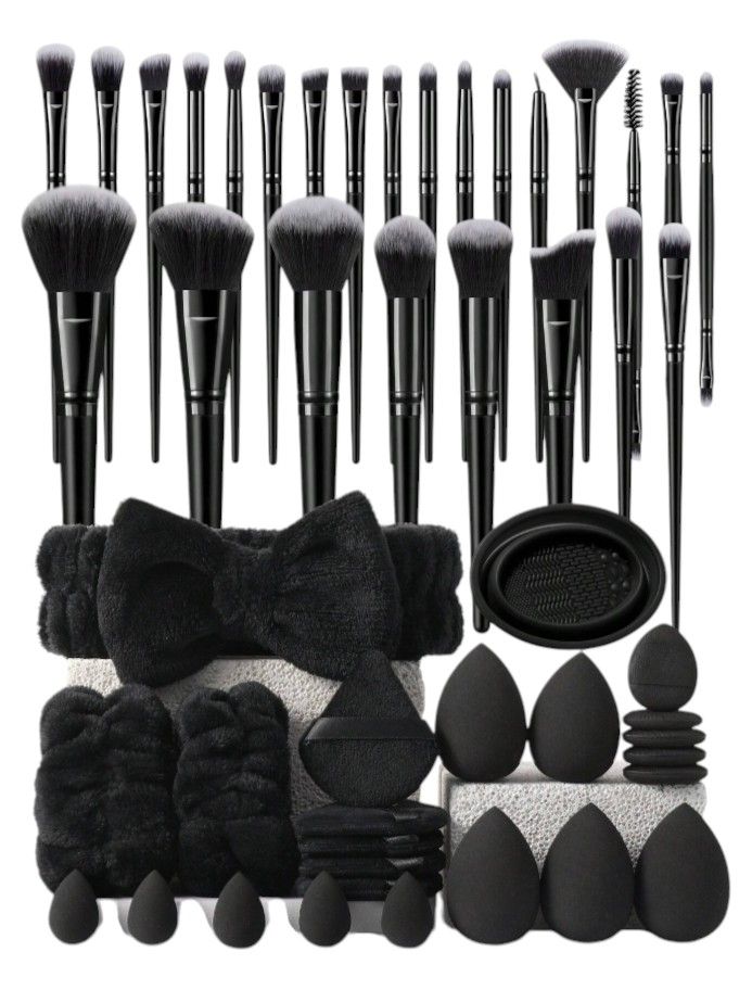 24 Piece Beauty Tool Set With 25 Makeup Brushes - Black | Shop Today ...