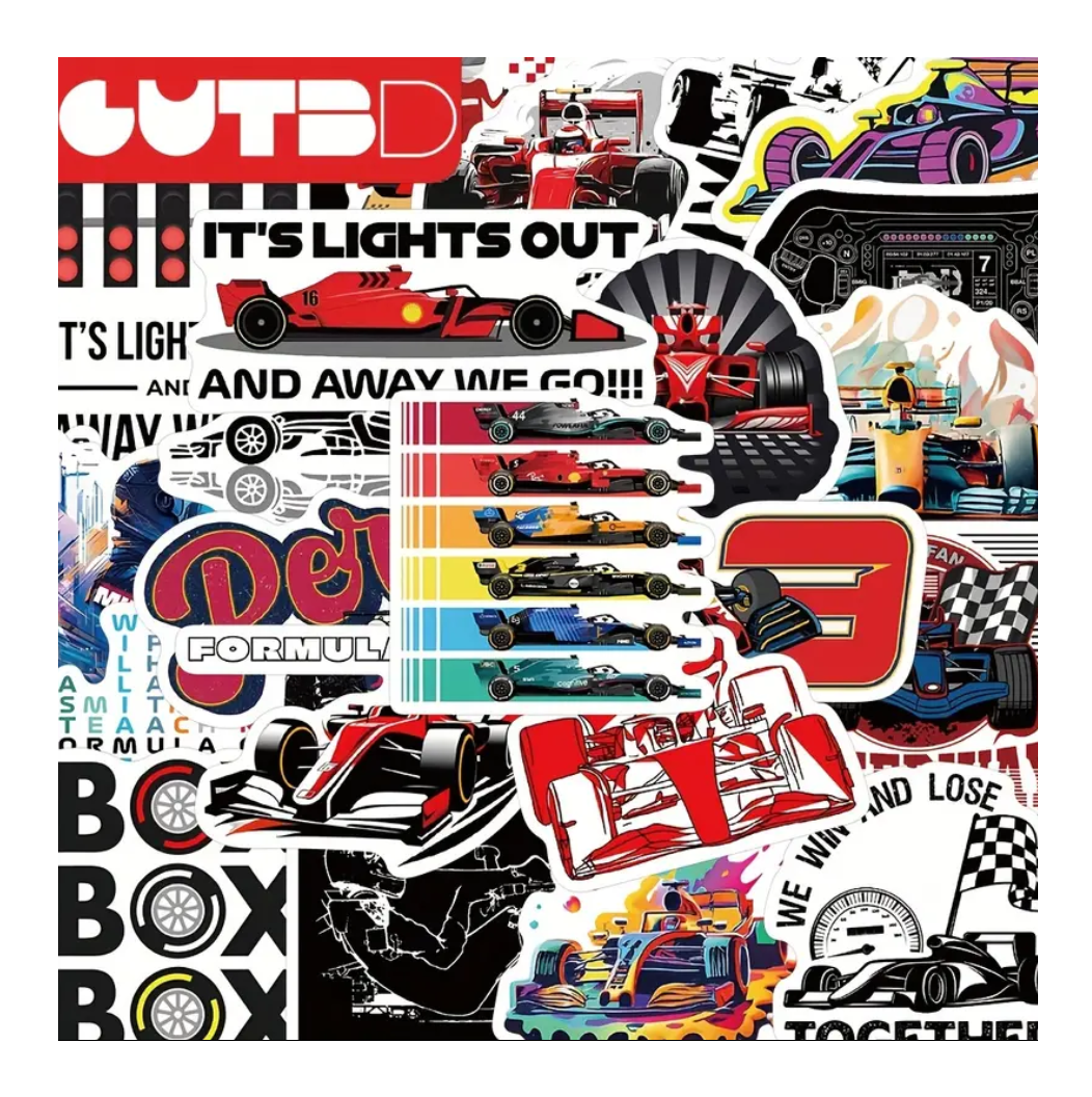 Formula One F1 Motor Racing Inspired Decorative Stickers Pack of 50 ...