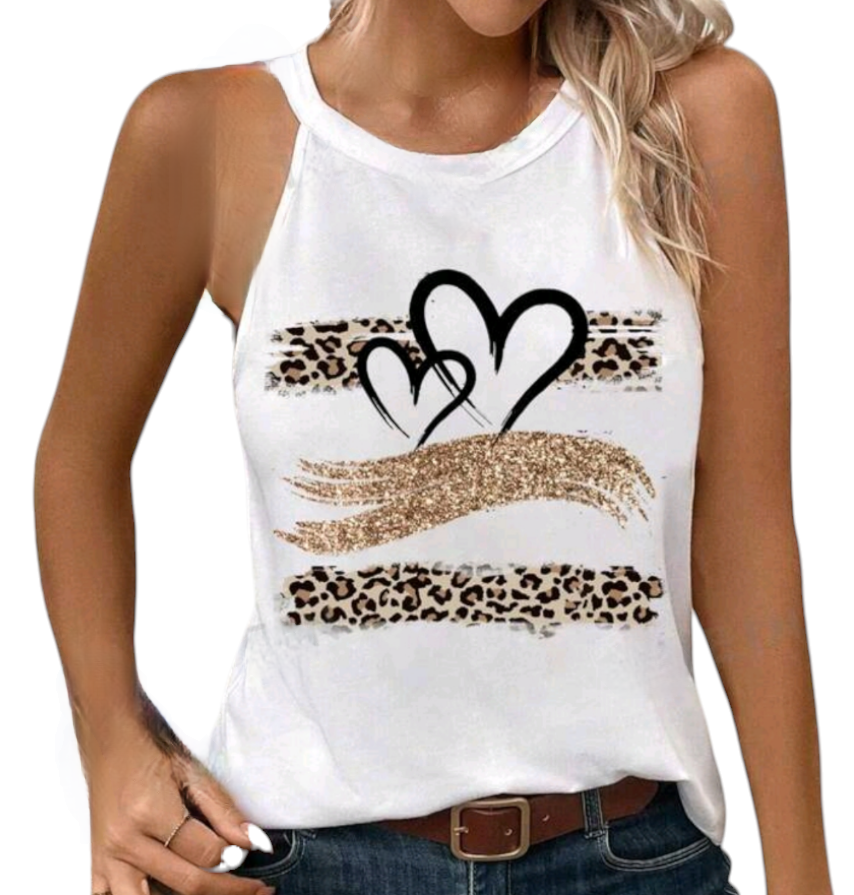Woman Sleeveless Top - Heart/Leopard Print | Shop Today. Get it ...