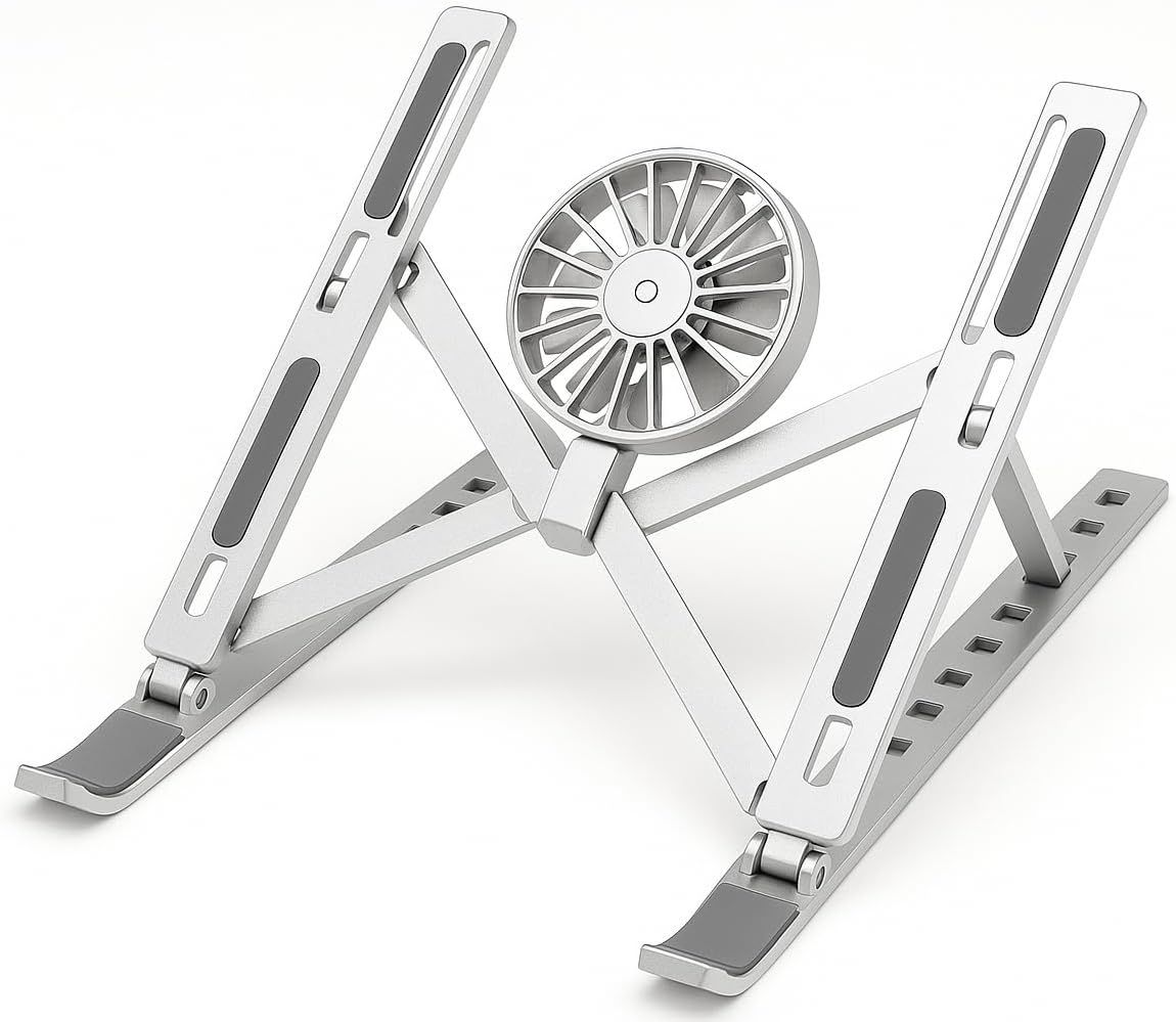 Adjustable Laptop Stand with Detachable Cooling Fan Foldable Notebook ...