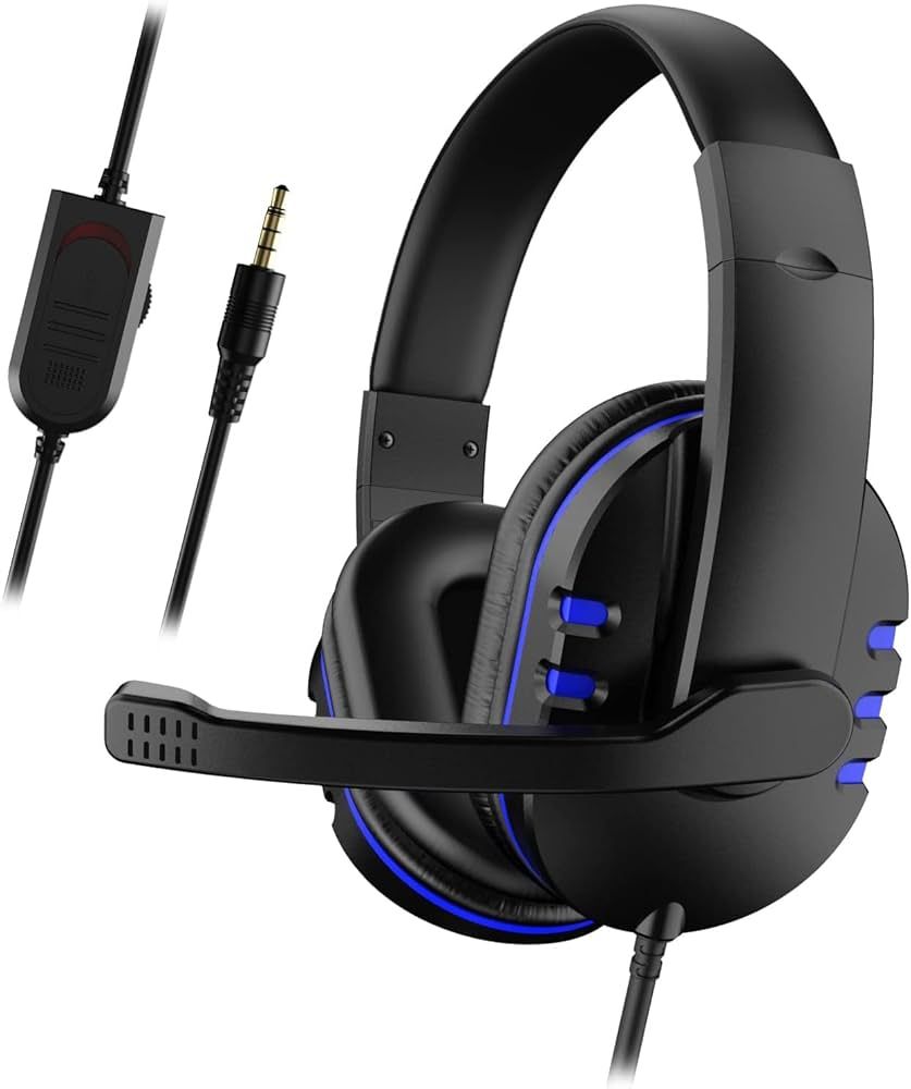 AUX Gaming Headset Wired Over-Ear Stereo With Adjustable Boom mic P5 ...