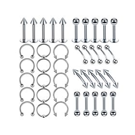 40 Piece Stainless Steel Mix Body Piercing Jewelry Set | Shop Today ...