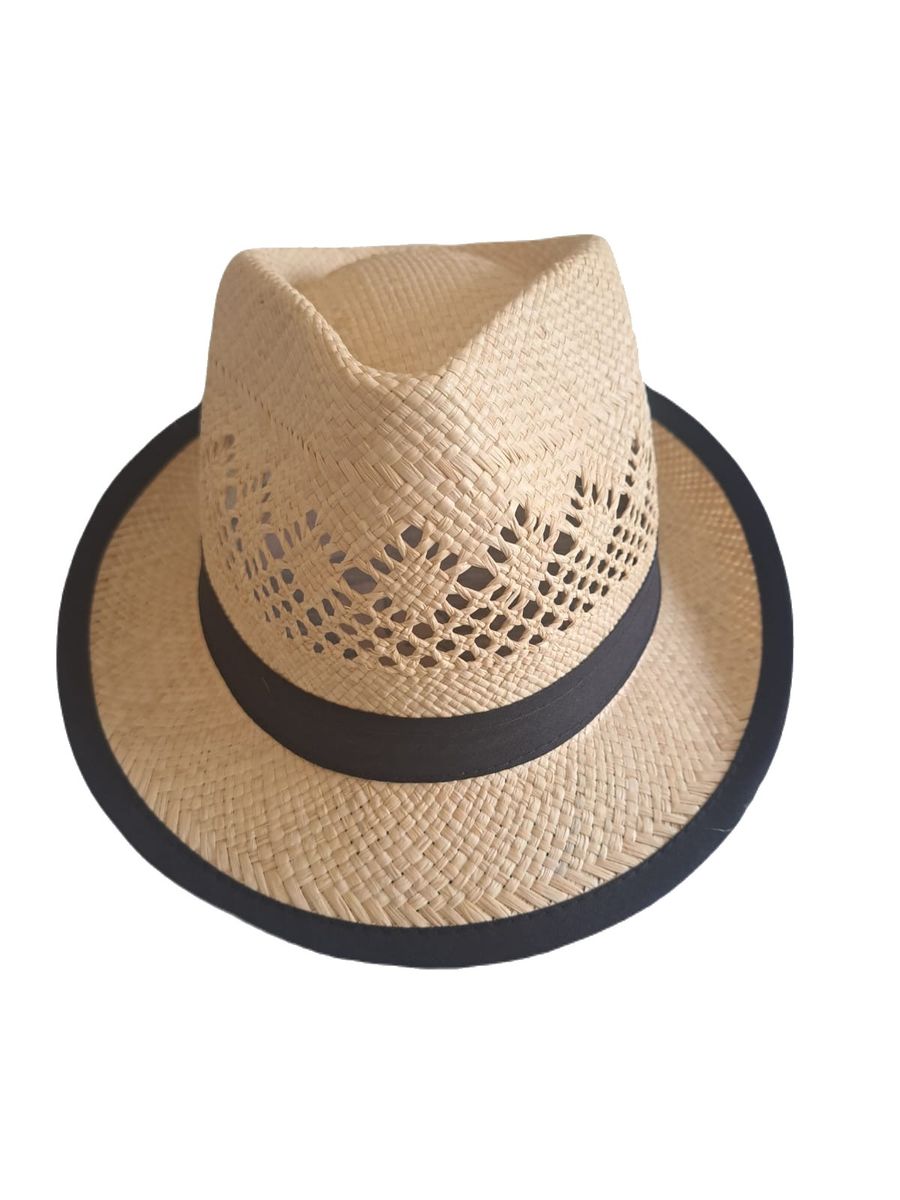 White Raffia Hat with Black Trim Men/Ladies Unisex | Shop Today. Get it ...