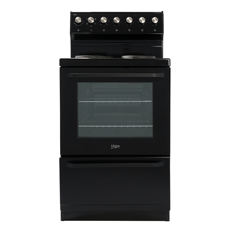 Univa 60cm Rear Control Stove, Full Glass Door, 84L Oven, Utility ...