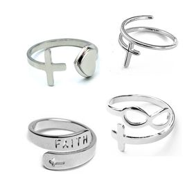 Set of 4 Christian rings - Faith - Cross - Infinity -Heart - Ssteel ...