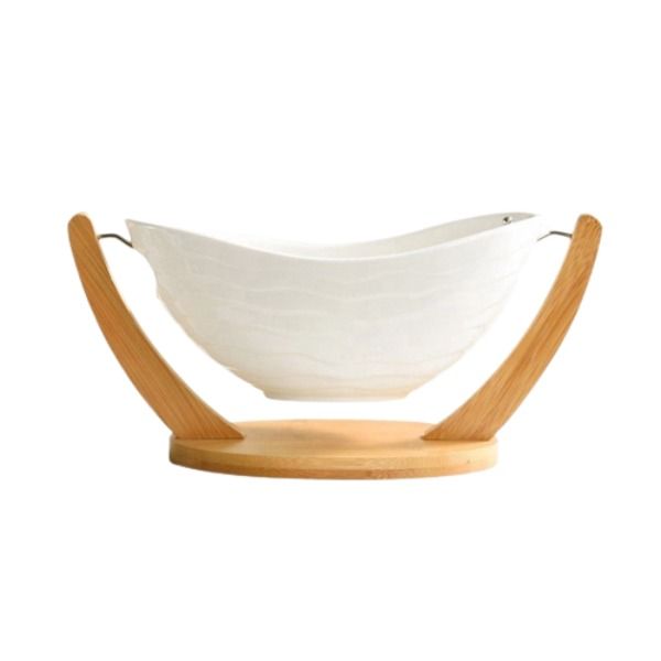 Cradle Design Ceramic Salad Bowl With Bamboo Holder | Shop Today. Get ...
