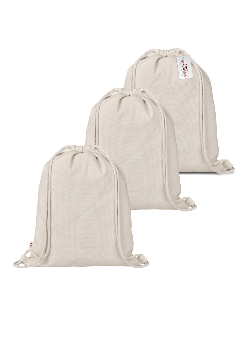 Plain 100% Cotton Drawstring Bags - 3 Pack | Shop Today. Get it ...