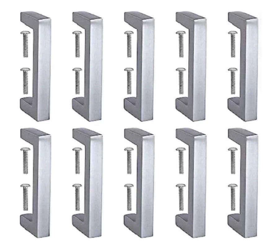 10 Piece Square Silver Cabinet Handles - 120mm | Shop Today. Get it ...