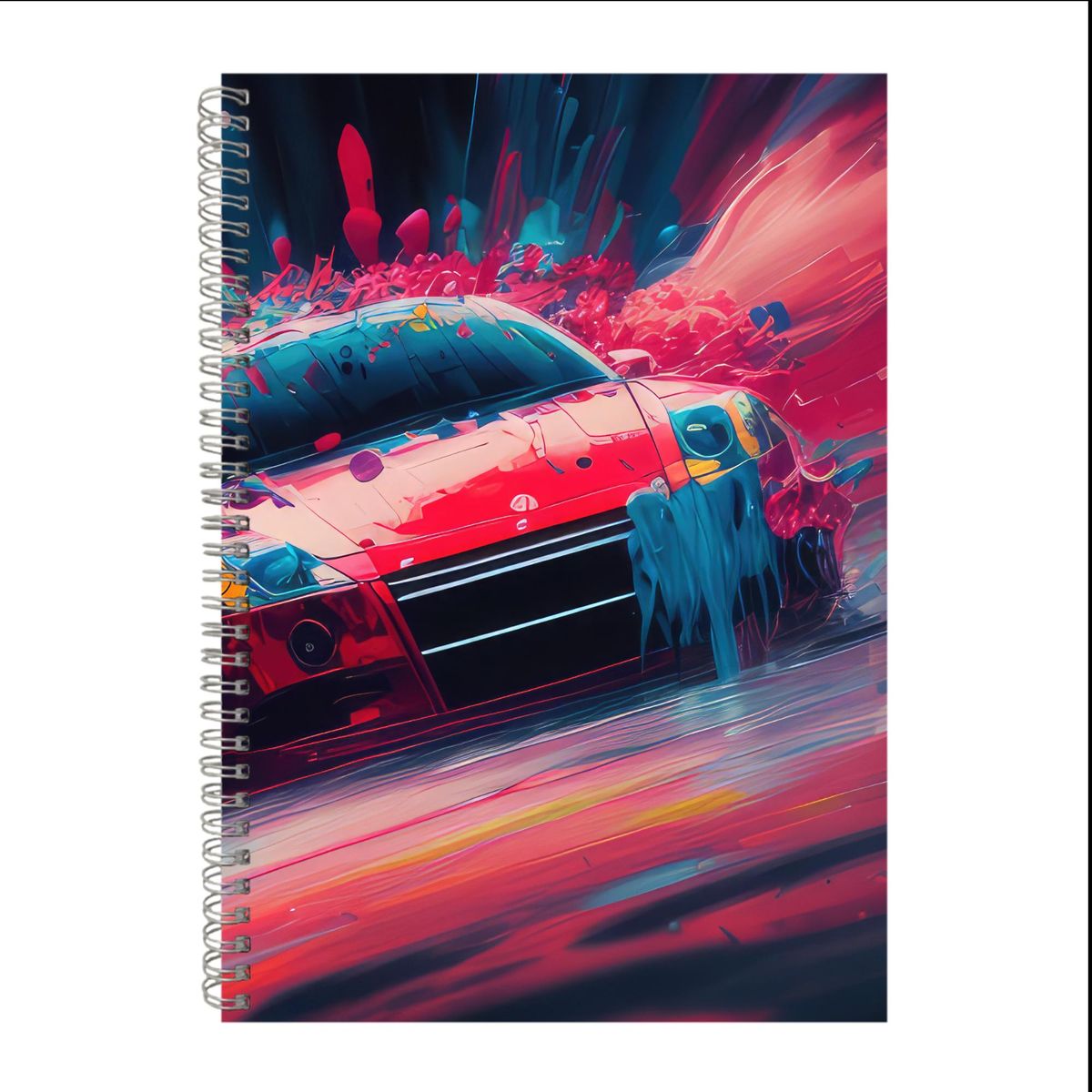 Red A4 Notebook Pad Lines for Racing Car Lovers Trendy Graphic Present ...