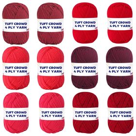 TUFT CROWD - Red Yarn, 4-ply Tufting Yarn ( 12 x 25g ) , Knitting Yarn ...