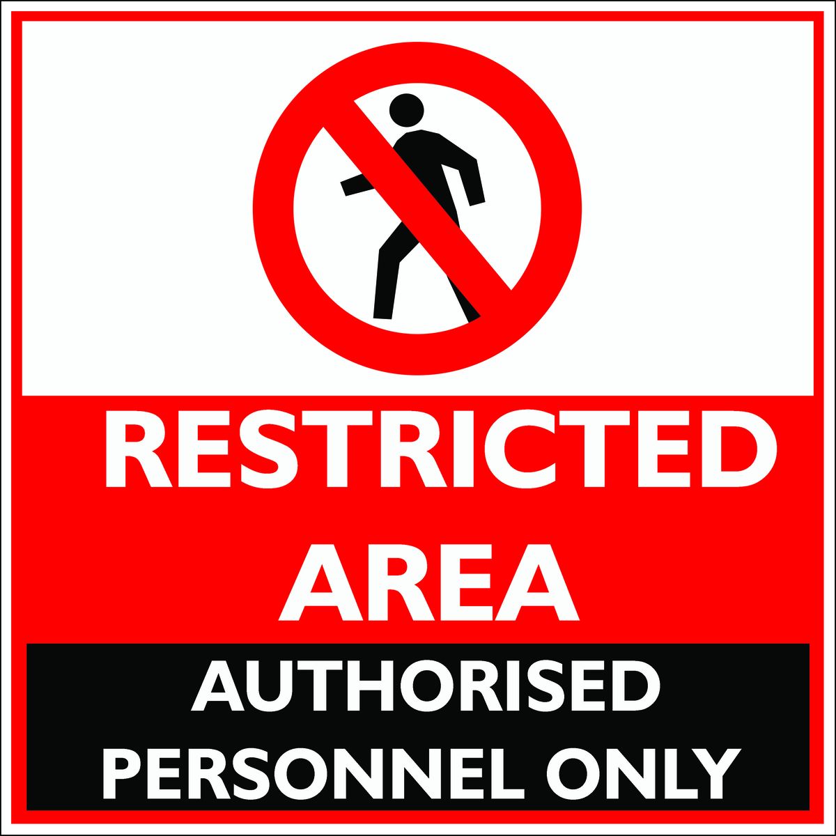Restricted Area Authorised Personnel Only Sign 19x19cm - 2 Pack | Shop ...