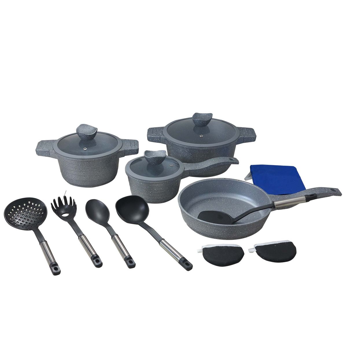 LMA Queen Time 15 Piece Die Cast Aluminium Cookware Set & Utensils ...
