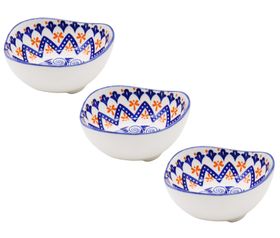 Decorative Ceramic Serving Bowls Set 3, Ambient Design D, Orange & Blue ...