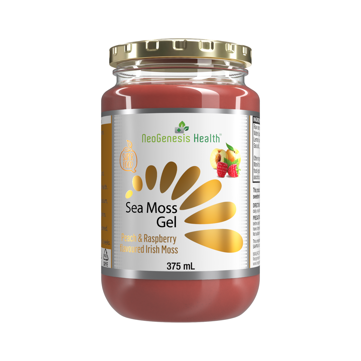 Sea Moss Gel | Peach & Raspberry Fusion | Mineral-Rich, Sugar-Free ...