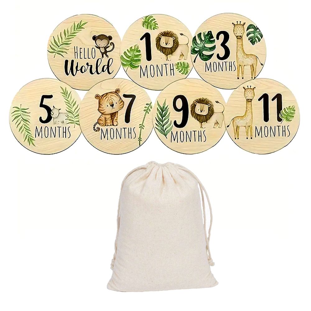 Wooden Animal Baby Milestone Disc Cards - Set of 7 | Shop Today. Get it ...