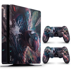 Decal Skin Compatible with PS4 Slim - Spider-Man (Spider-Verse) (Decal ...