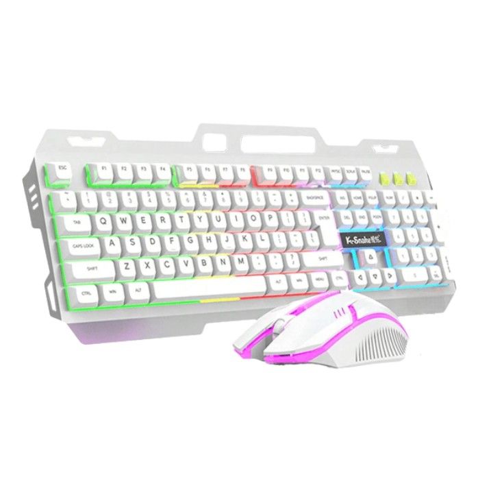 K-SNAKE - KM520 - Wired Keyboard & Mouse Set With RGB Lighting - White ...