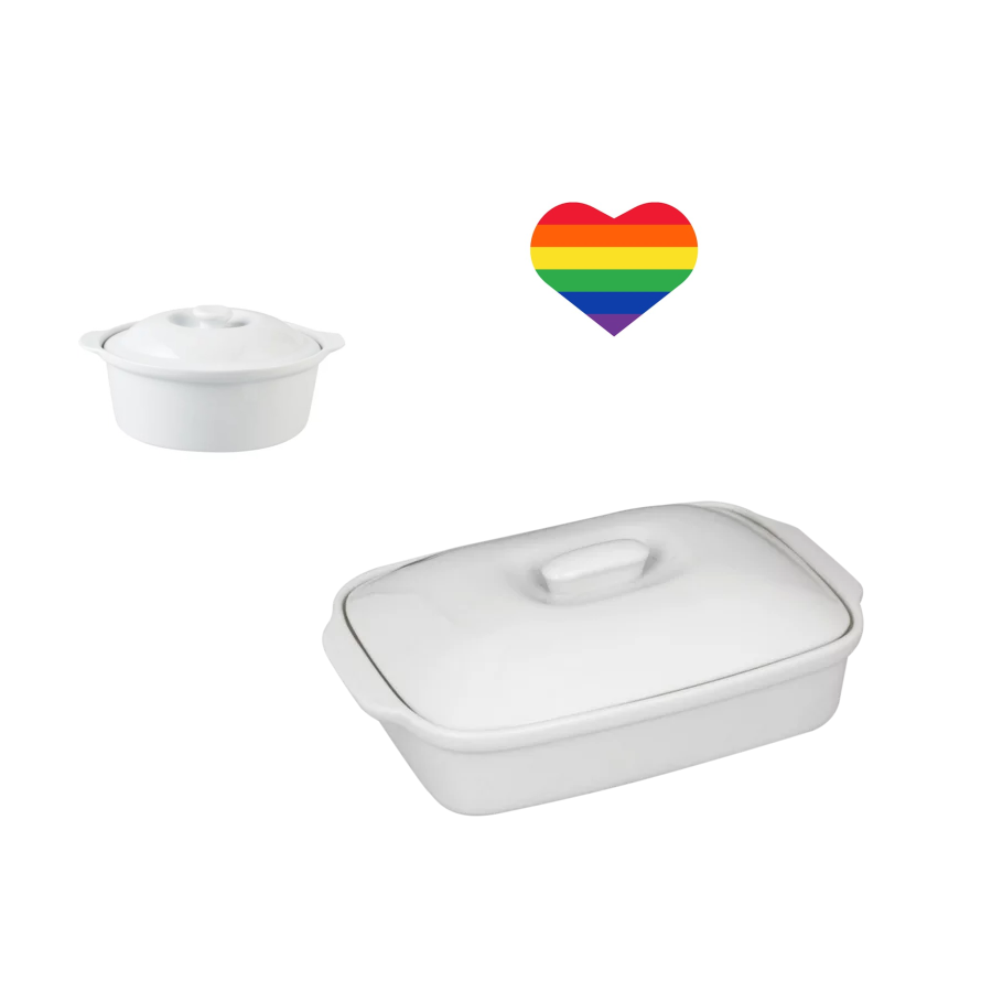 White Ceramic Casserole Dish Set With Heart Sticker - 2 Pack | Shop ...
