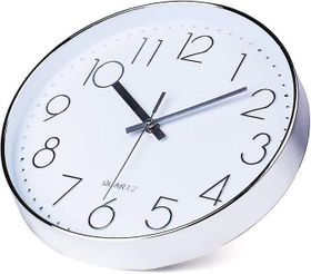 Wall Clock - White Face/Silver Frame - 300mm | Shop Today. Get it ...