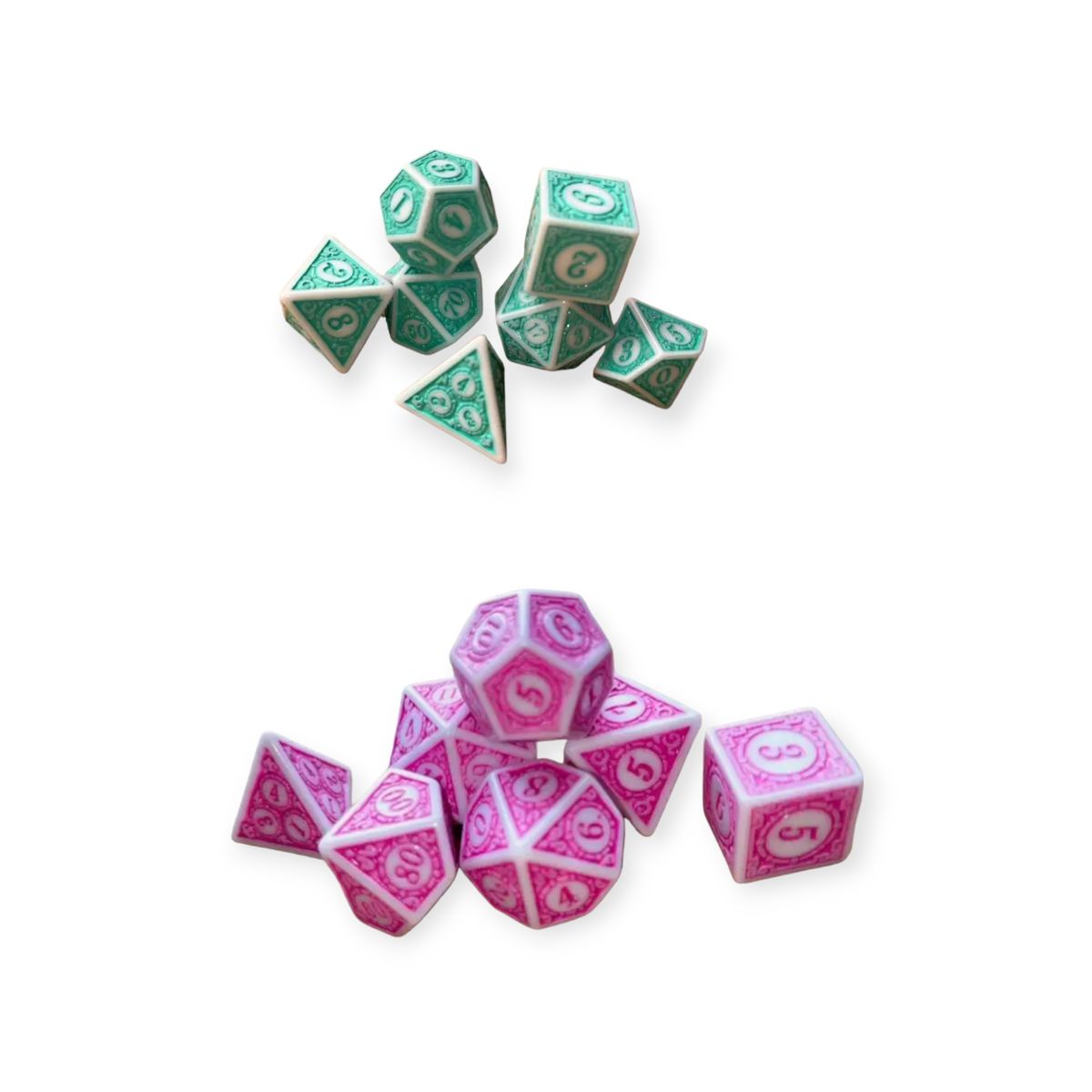 2 Pack Solid White Color Multi Sided Polyhedral Dice Set For Game ...