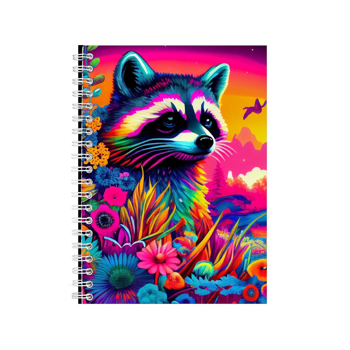 Raccoon Floral Neon Notebook Gift Idea Notepad Pad 75 | Shop Today. Get ...