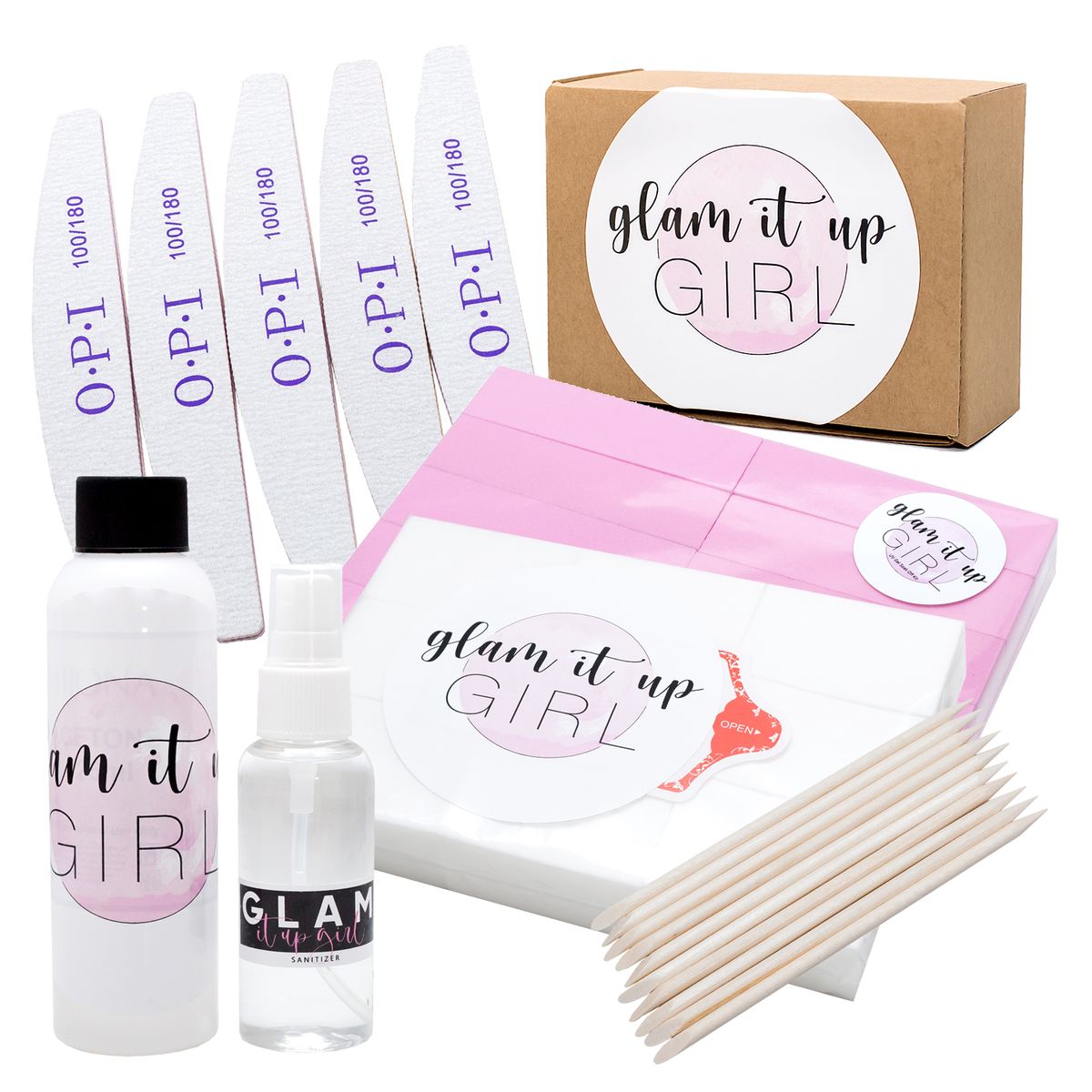 Glam It Up Girl/Acetone, Sanitizer, Buffers, Files, Cotton Pads ...