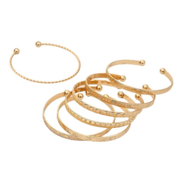 7 Piece - Mixed Pattern Stackable Bangle Set - Gold | Shop Today. Get ...