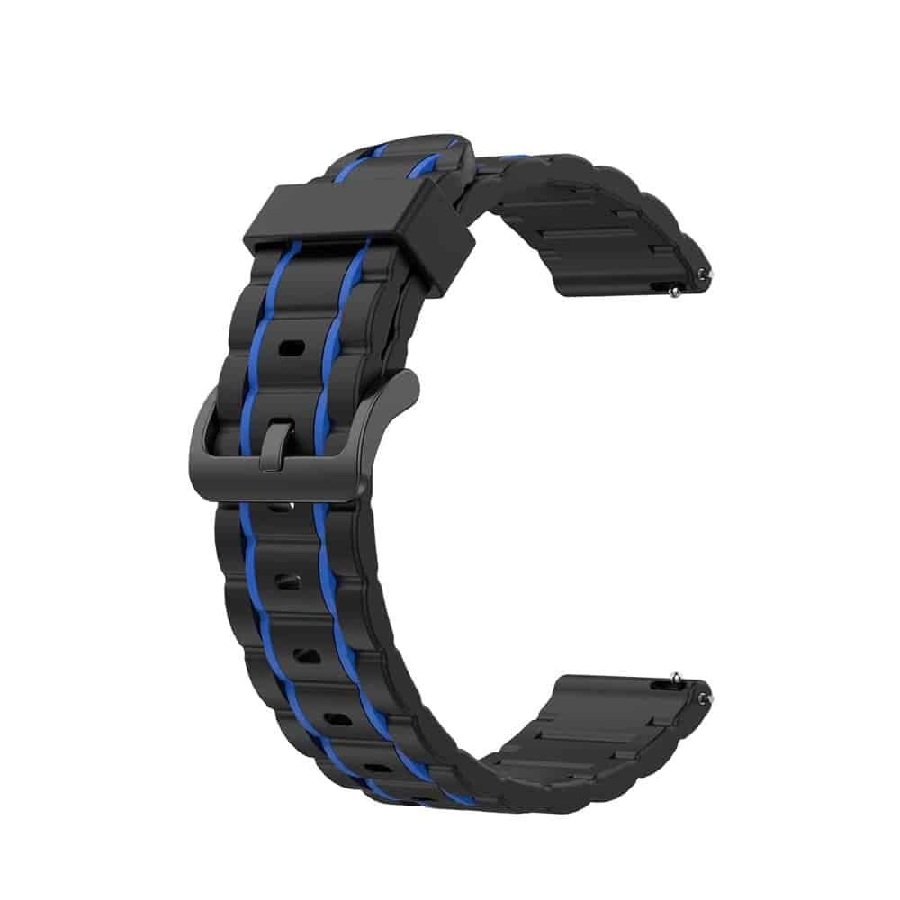 Killer Deals 22mm Universal Watch Striped Silicone Strap- Black + Blue ...