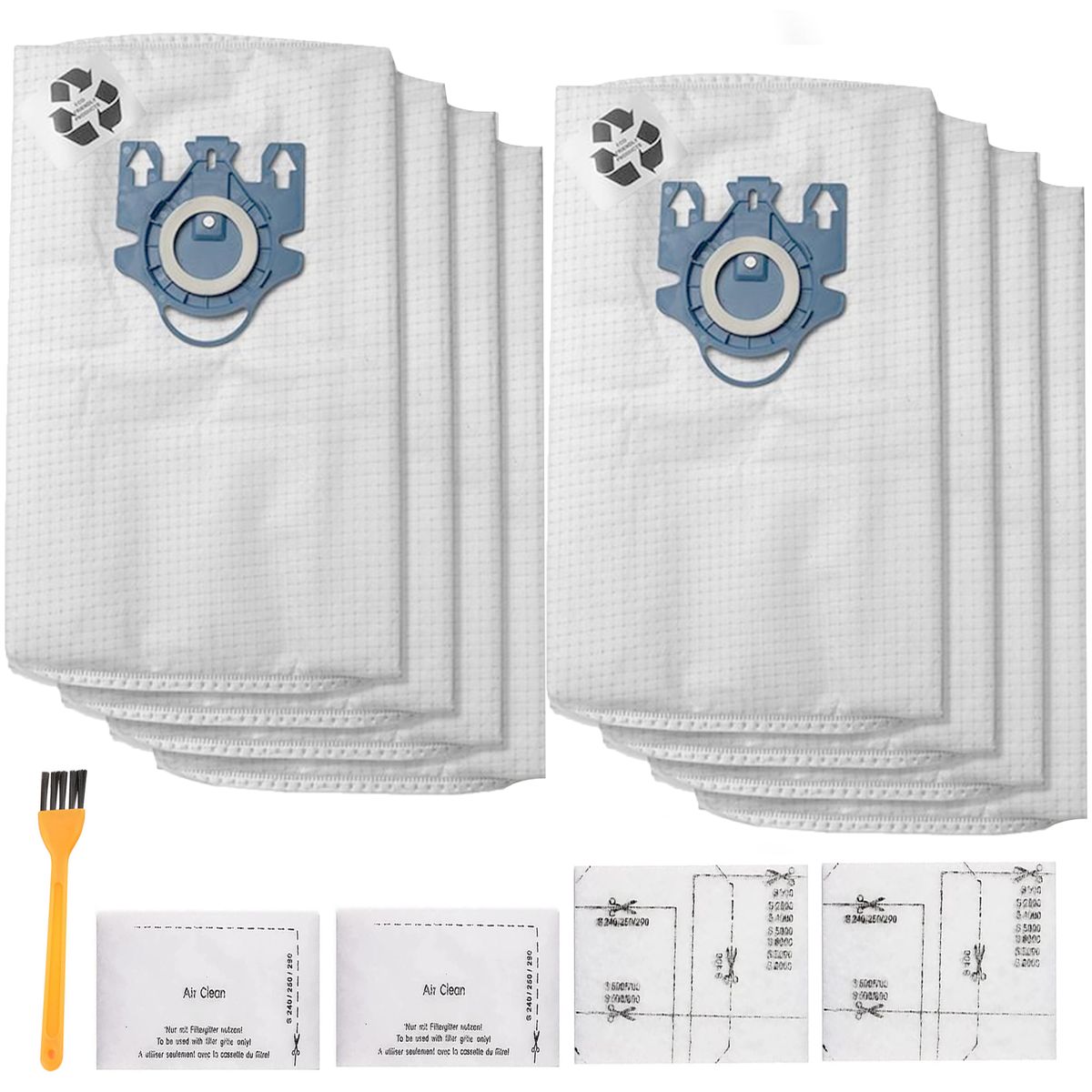 8 Pack Vacuum Cleaner Dust Bags- Fits MIELE GN S2, S5, S8,Classic C1-C3 ...